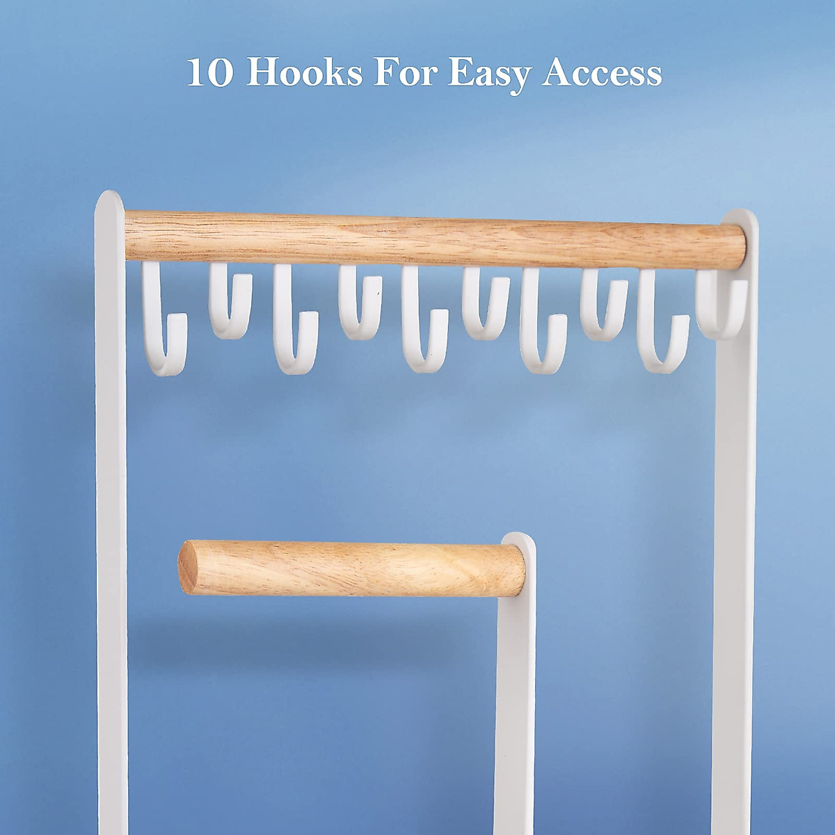 ProCase Jewelry Organizer Stand Necklace Holder, 4-Tier Jewelry Tower Rack with Earring Tray and Holes, 10 Hooks Necklaces Hanging Storage Tree Display for Bracelets Watches Earrings Rings -White