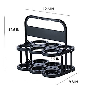 CLA JLT Sports Collapsible Water Bottle Carrier with handle Foldable Plastic Holds 6 Beverage Outdoor Catering Camping (BLACK)