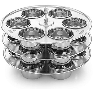 KERAM Stainless Steel Bakeware Set for Muffins-Pan/Puddings/Yogurt/Egg-Poaching/Cupcakes/Mini-Flans/egg-tart/Custard-pans/cookware-sets - 6/8 QT Instant-insta-Pot in Pot Multipurpose use unique gift