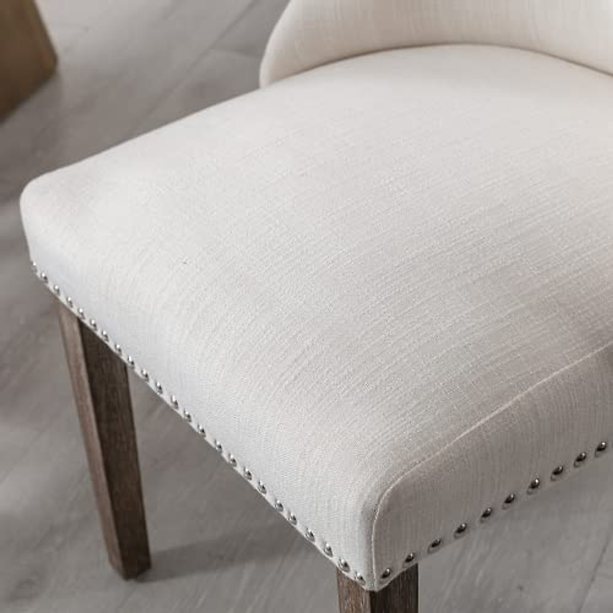 chairus Dining Chairs Set of 4 Mid Century Modern Living Room Chairs with Wood Legs Comfy Upholstered Linen Fabric Side Chair for Kitchen/Restaurant/Bedroom, Cream White