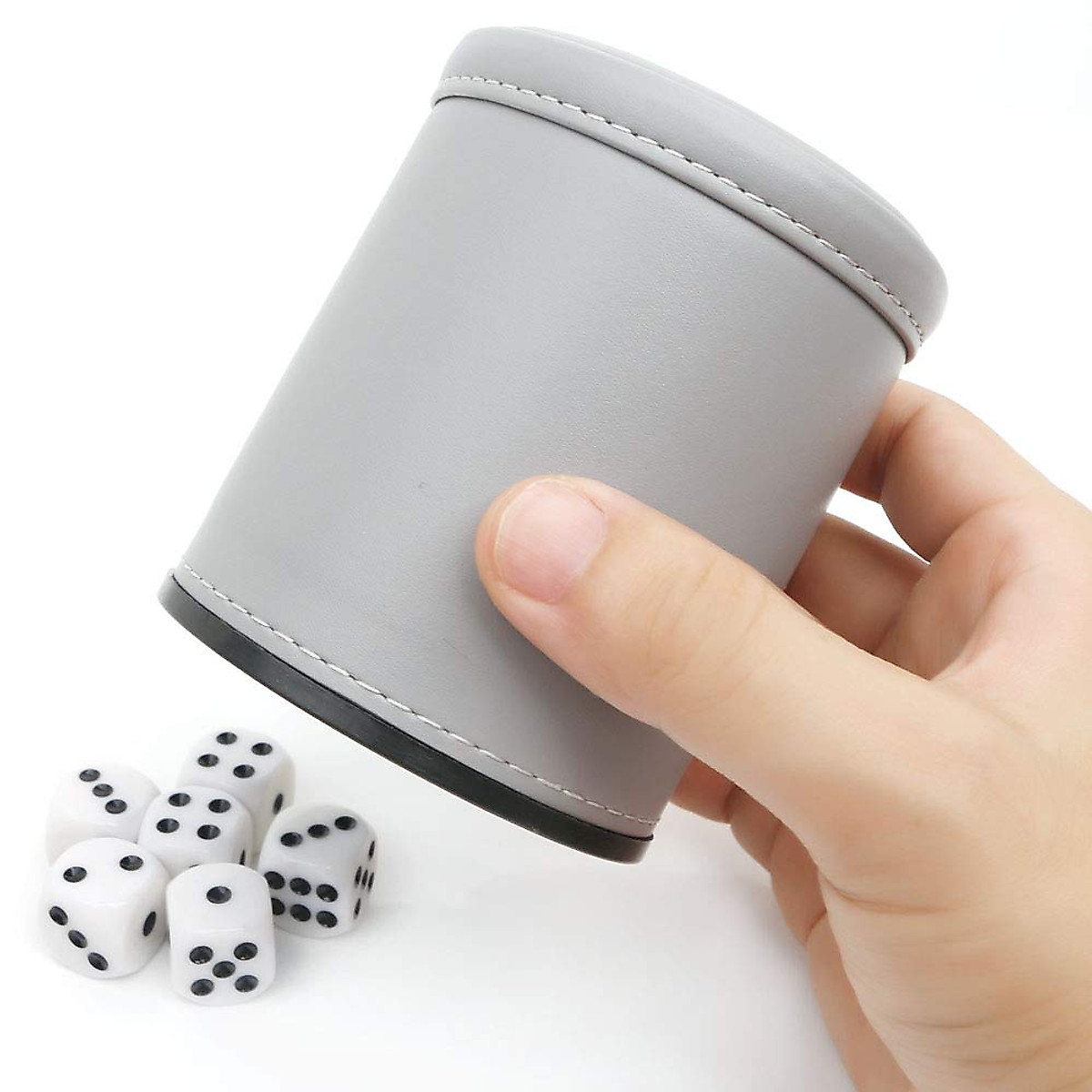 Vuwuma Felt Lined Professional Dice Cup - with 6 Dice Quiet for Yahtzee Game1