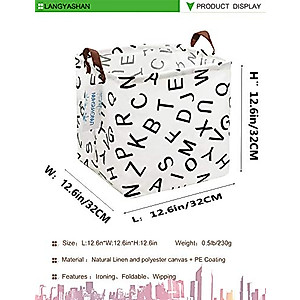 LANGYASHAN Square Storage Baskets Waterproof Canvas Children Laundry Nursery Hamper for Shelves Gift Baskets Toy Organizer Room Decor (Square alphabet)