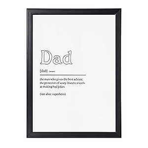 Fathers Day Dad Gifts for Dad from Daughter or Son Perfect birthday Minimalist Wall Art Poster with Blue Heart, Black and White Typography Design, Home Decor for Living Room, Bedroom Home Office