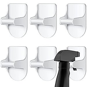 8 Pack Wall Mount Spray Bottle Hooks Holder Spray Bottle Hanger Adhesive Hook to Create Storage Space Spray Bottle Rack Organizer Hanger for Cabinet Kitchen Variety Surfaces Spray Bottle Wall Holder