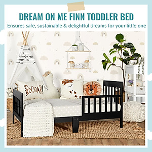 Dream On Me Finn Toddler Bed in Black, Greenguard Gold and JPMA Certified, Non-Toxic Finish, Made of Sustainable New Zealand Pinewood, Wooden Nursery Furniture
