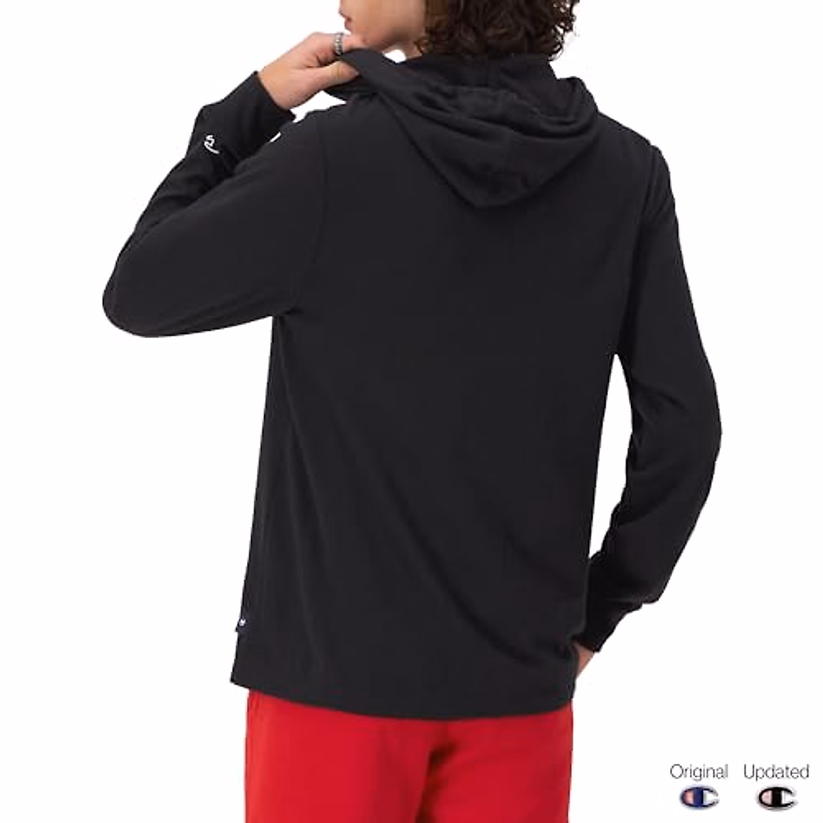 Champion, Midweight, Soft and Comfortable T-Shirt Hoodie for Men, Black Script, Small