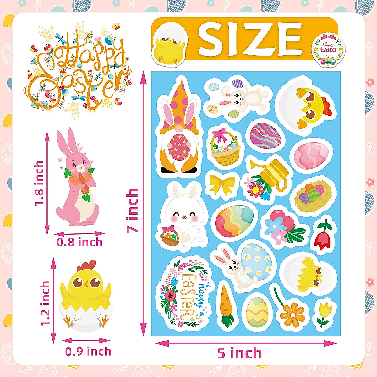 Joy Bang 564 PCS Easter Stickers for Kids, Easter Stickers with Eggs Bunny, Happy Easter Stickers Bulk for Toddlers, Easter Stickers for Cards Envelopes, Easter Party Supplies Favors