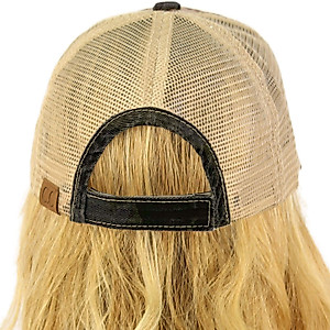 CC Everyday Distressed Trucker Mesh Summer Vented Baseball Sun Cap Hat (Camouflage Black)