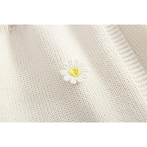 Mud Kingdom Baby Girls Jumper Dress Sweater with Daisy Flowers Beige 12-18 Months