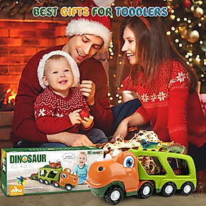 Nicmore Dinosaur Truck Toddler Toys Car: Toys for 2 3 4 Year Old Boy 5 in 1 Carrier Transport Toys for Kids Age 2-3 2-4 | 18 Months 2 Year Old Boy Girl Birthday Gifts