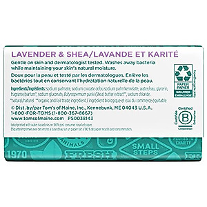 Tom's of Maine Natural Beauty Bar Soap, Lavender & Shea With Raw Shea Butter, 5 oz. 6-Pack