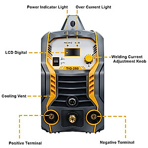 WEGOODLDER Tig Welder Welding Machine - 110/220V Dual Voltage Tig/Stick/Arc Welder 250 Amp Tig Welding Machine with Electrode Holder Work Clamp Torch