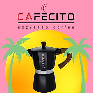 Cafecito Espresso Coffee Moka Pot | 6 Espresso Cup Moka Pot - 10 oz Manual Cuban Coffee Percolator | Italian Espresso Greca Coffee Maker | Stovetop Espresso Maker | Cafetera Cubana