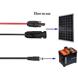 zdyCGTime Solar Adapter Male and Female to DC 5.5mm x 2.1mm Male Solar Power Extension Cable for Solar Panel and Portable Generator Connector to DC Solar Panel Connector Adapter Cables, 1.5m 16AWG.