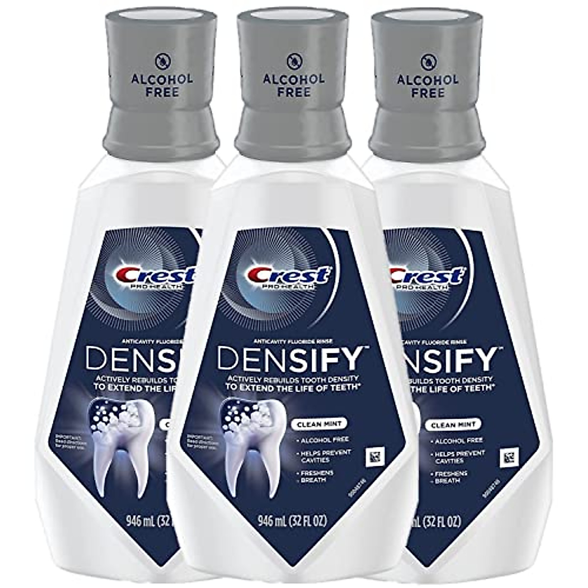 Crest Pro Health Densify Fluoride Mouthwash, Alcohol Free, Cavity Prevention, Strengthens Tooth Enamel, Clean Mint 32 fl oz (Pack of 3)