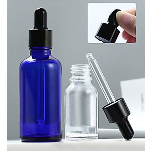 3 Pack 100ml/3.5oz Cobalt Blue Glass Bottles with Glass Eye Droppers Empty Refillable Essential Oils Perfume Dropper Dispenser Sample Travel Makeup Container Storage Vias for Travel Aromatherapy Lab