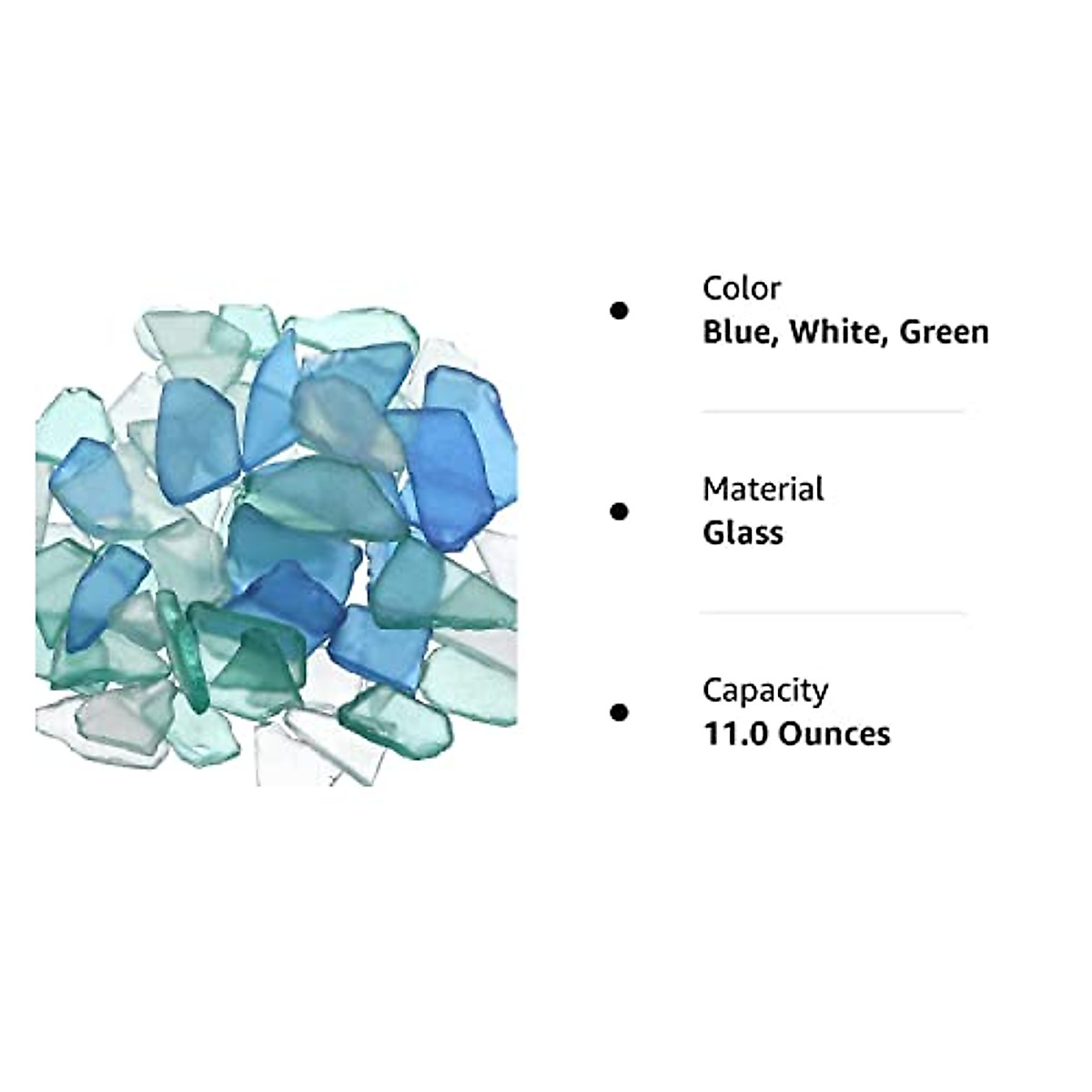 Sea Glass for Crafts Seaglass Pieces Decor Flat Frosted Sea Glass Vase Filler Crushed Sea Glass for Beach Wedding Party Decor Home Aquarium Decor DIY Art Craft Supplies (Blue, White, Green,11 Oz)