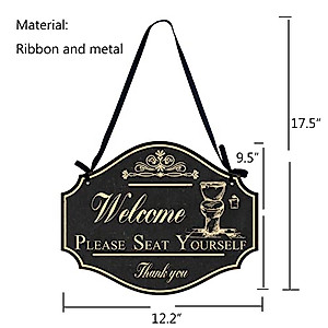 Funly mee Metal Wall Sign - remove shoes sign, please seat yourself sign
