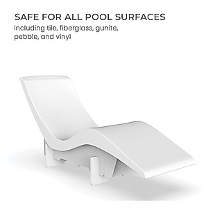 Aqua Outdoors in-Pool DEEP Ledge Chaise Set - Two Chaises - Two Headrest Pillows - Two Chaise Risers and One Large in Pool Side Table - for ledges 9"-14" inches Deep (Classic White-Blue)