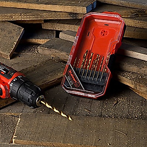 Drill Bit Set, Titanium Finish and High-Speed Steel BuildÂ– Straight Shank Twist Bits for Power Drill- 15 Piece Kit with Storage Case by Stalwart