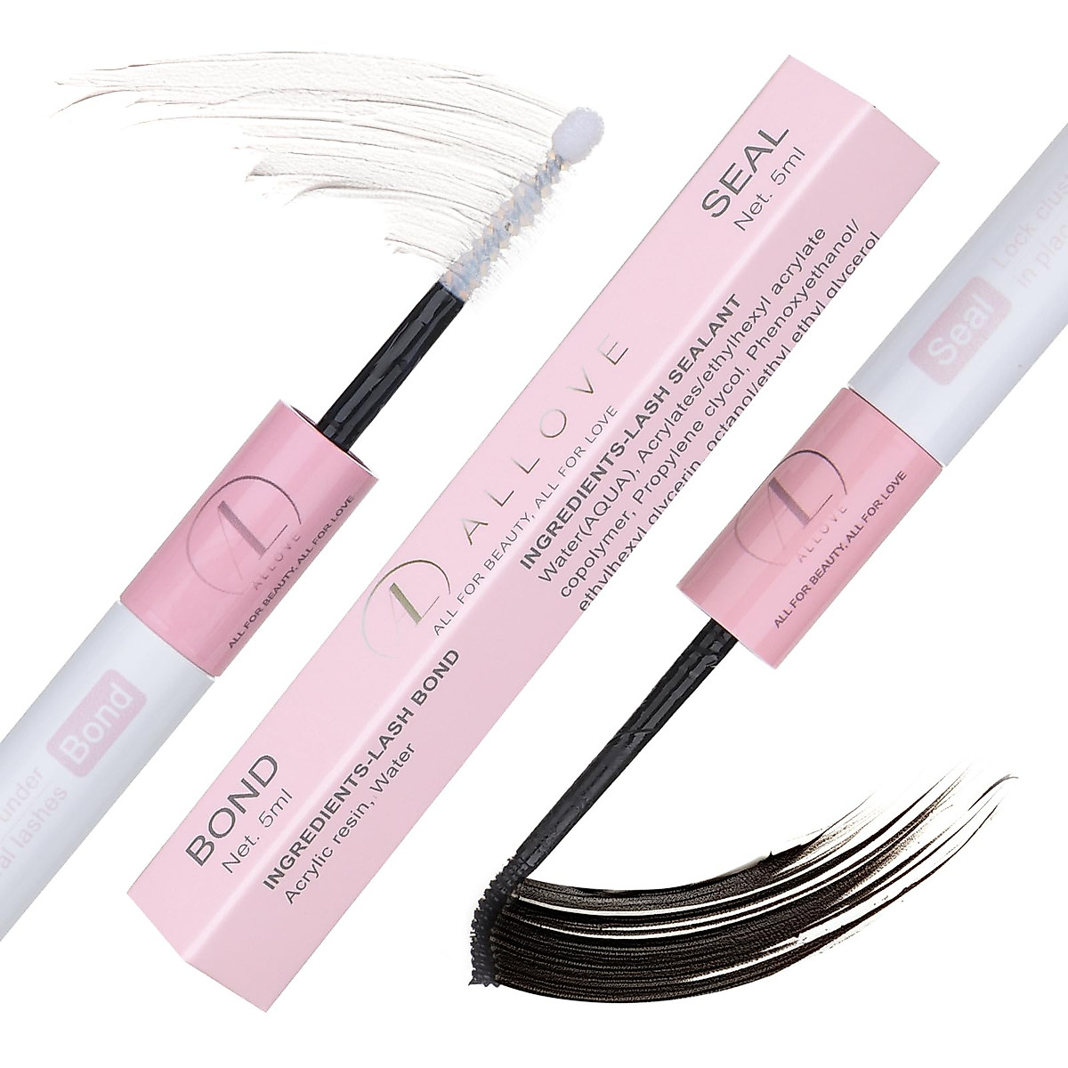 ALLOVE Lash Bond and Seal for Eyelash Extensions Cluster Lash Glue and Sealant for DIY Lash Extensions Strong Hold for 48-72 Hours Waterproof Lash Adhesive for Individual Lashes
