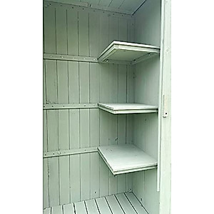 Hanover Outdoor Vertical Wooden Storage Shed for Tools, Equipment, Garden Supplies, with Shelf and Lock, 8.7 cu. ft. Capacity - HANWS0102-GRN