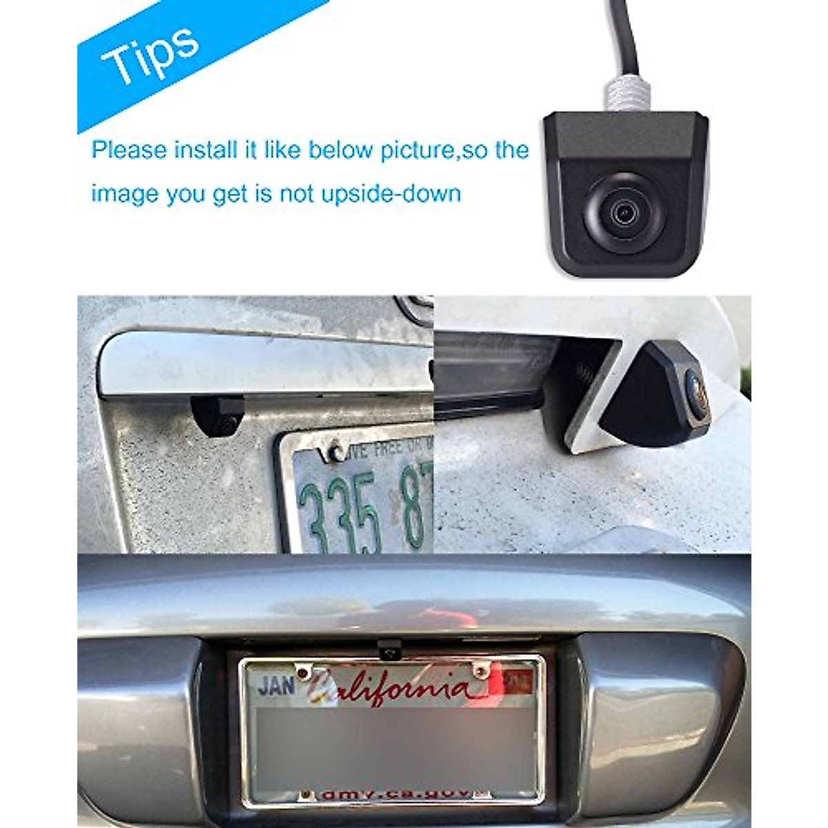 Front/Side/Rear View Camera,Chuanganzhuo Universal Normal Image Car Reverse Front/Side/Rear View Bakcup Camera for All Car,Black