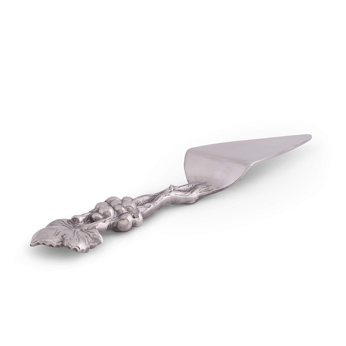 Arthur Court Pie Server Grape Pattern Sand Casted in Aluminum with Artisan Quality Hand Polished Designs Tarnish Free 11.75 inch Long
