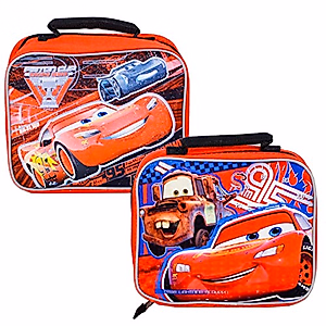 Disney Cars Lunch Box for Boys Kids Bundle ~ Premium 2-Sided Insulated Lightning McQueen Lunch Bag (Disney Cars School Supplies)