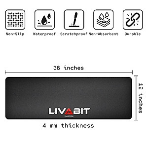 LIVABIT – 12” X 36” inch Gunsmith Cleaning Tool Work Bench - Non-Slip and Oil Resistant Neoprene Gun Mat - 4 mm Thickness - Compatible with Rifles and Small to Large Pistols – Black