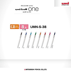 uni Ball One, Gel Ink 0.38mm Ballpoint Pen, 8 Colors Set (UMNS388C)