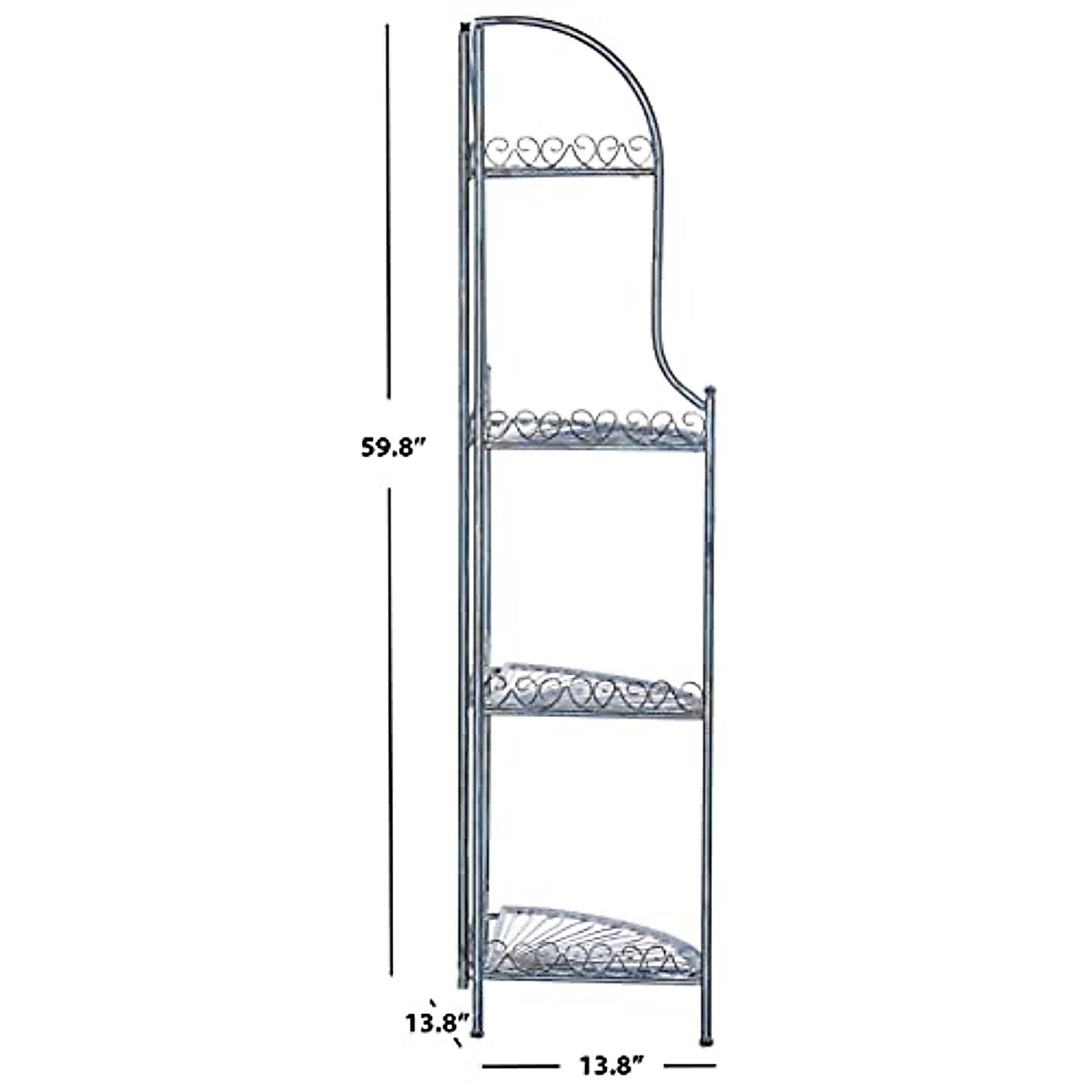 SAFAVIEH PAT5013C Outdoor Collection Abarrane Antique Blue Wrought Iron 4-Tier Corner Shelf