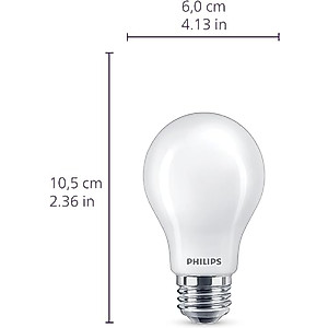 PHILIPS LED Frosted Flicker-Free Dimmable A19 Ultra Definition Light Bulb, EyeComfort Technology, 800 Lumen, Daylight (5000K), 8W=60W, E26 Base, Title 20 Certified