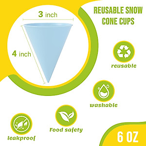 6-Pack Reusable Snow Cone Cups 6oz, Durable Plastic Cups for Your Snow Cone Maker - Leakproof Shaved Ice Cups - Ideal for Slushies, Shaved Ice Syrup, or Juice