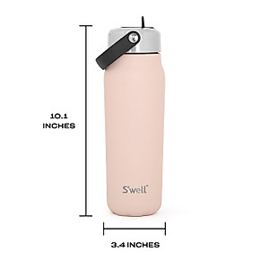 S'well Recycled Stainless Steel Explorer with Flip Straw Lid, 24oz, Himalayan Salt, Triple Layered Vacuum Insulated Containers Keeps Drinks Cold for 36 Hours and Hot for 8
