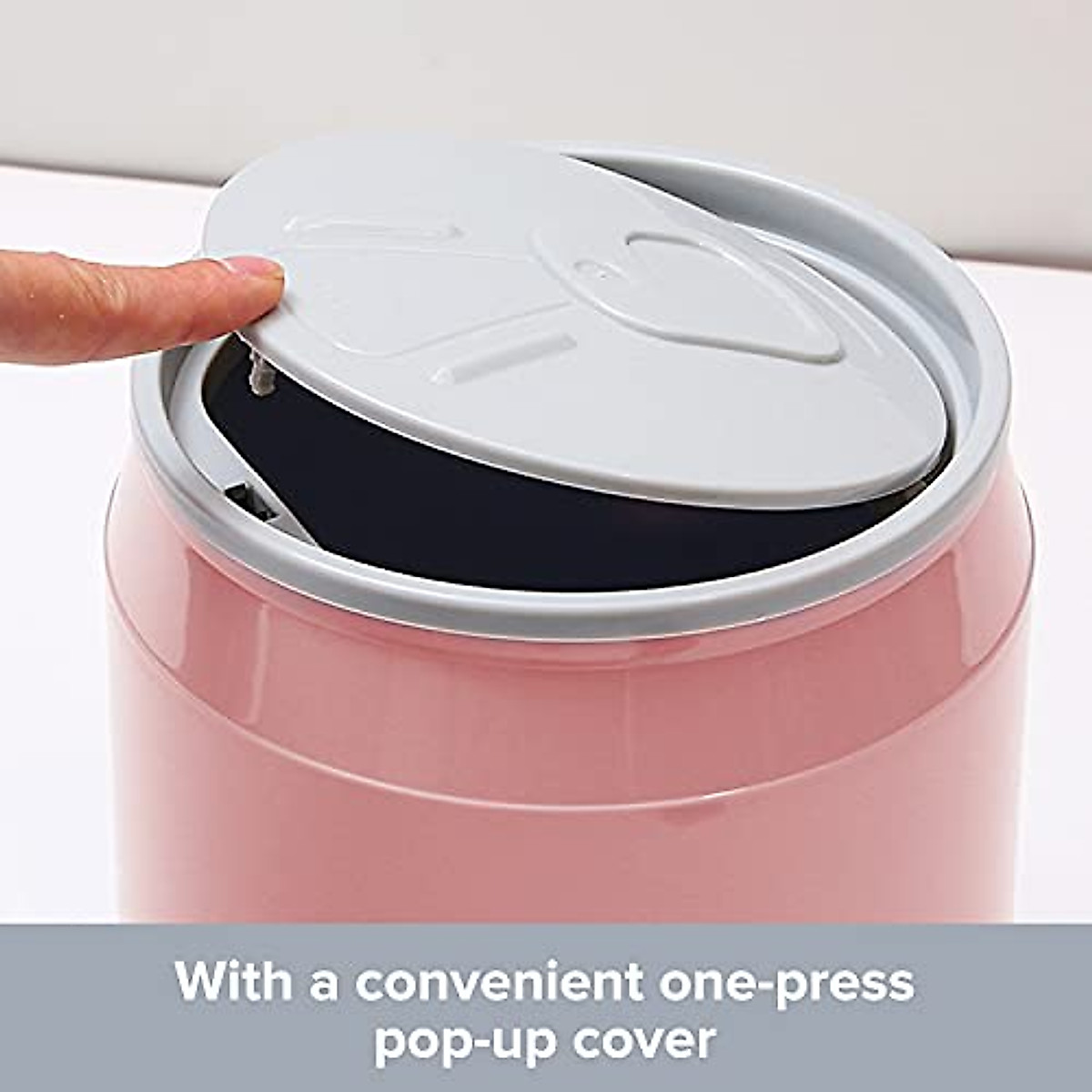 Soda Can Trash Bin - One Press Trash Can with Lid - Waterproof Plastic Garbage Can w/ Removable Top Cover - Kitchen Trash Can - Bathroom Wastebasket 9.8"x11.8" Large Trash Can - 13L/3.4Gal Capacity, Pink