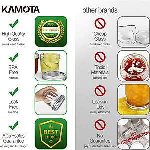 KAMOTA Wide Mouth Mason Jars 8 oz, 8oz Mason Jars Canning Jars Jelly Jars With Wide Mouth Lids and Bands, Ideal for Jam, Honey, Wedding Favors, Shower Favors, 12 PACK