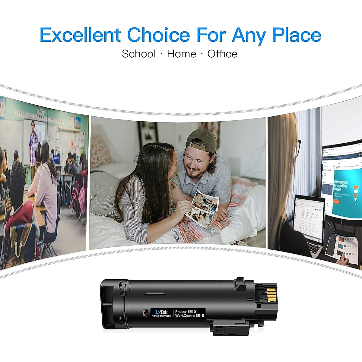 LxTek Compatible Toner Cartridge Replacement for Phaser 6510, WorkCentre 6515 High Yield (2-Pack, Black)