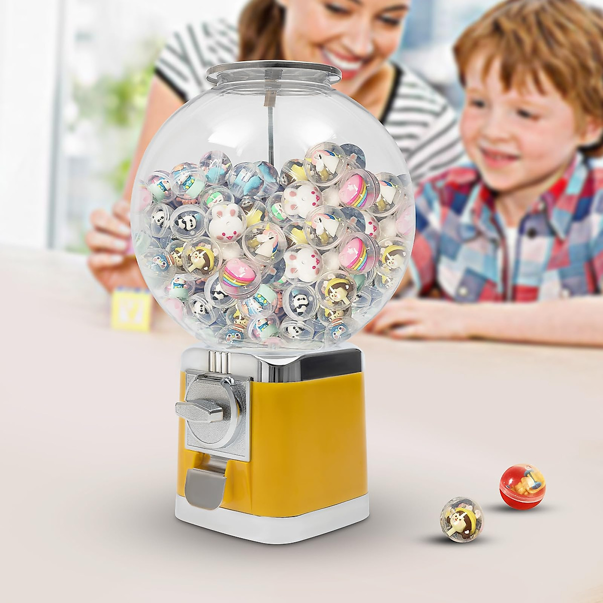 Coin Gumball Machine Toy Vending Machine,11 Inch Mini Vending Machine for Kids,Gumball Bank,Metal Candy Dispenser,Home Vending Machine,Vintage Gum Ball Machine