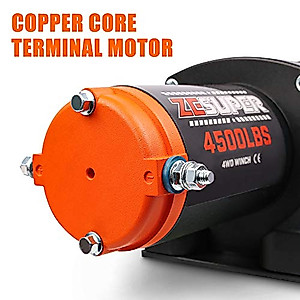 ZESUPER 4500-lb Waterproof Winch Waterproof IP67 Electric Winch with Hawse Fairlead, with Both Wireless Handheld Remote (Steel Cable)