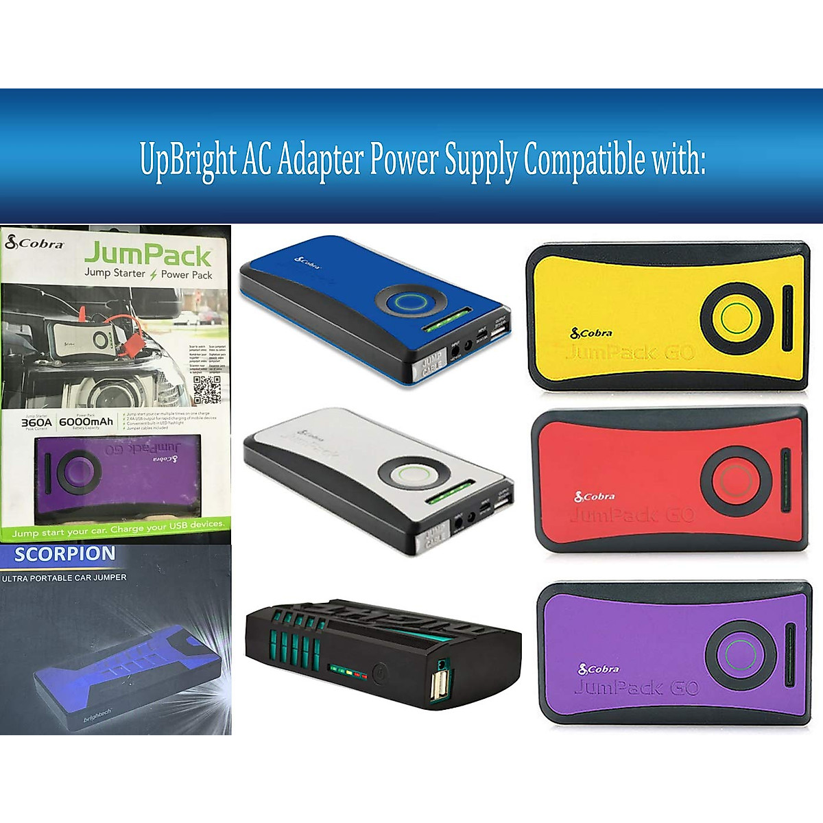 UpBright 14V AC/DC Adapter Compatible with Brightech Scorpion Car Jump Starter Cobra CPP 8000 JumPack GO CPP8000GO CPP 7500 CPP 7510 CPP 12000 mPower Plus SAPB14014US 410-5110F-2 Power Battery Charger