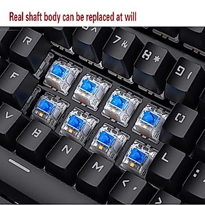 HAMIO Mechanical Gaming Keyboard with 9 RGB LED Rainbow Backlit 100% Anti-ghosting Keyboard with Blue Switches for Windows PC/MAC Games (Back（Square keycap）)