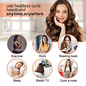 No Heat Curlers, Heatless Curling Rod Headband for Medium and Long Hair, Soft Silk Roller to Sleep In with Hair Clip and Hair Ties for DIY Hair Styling (Blue)