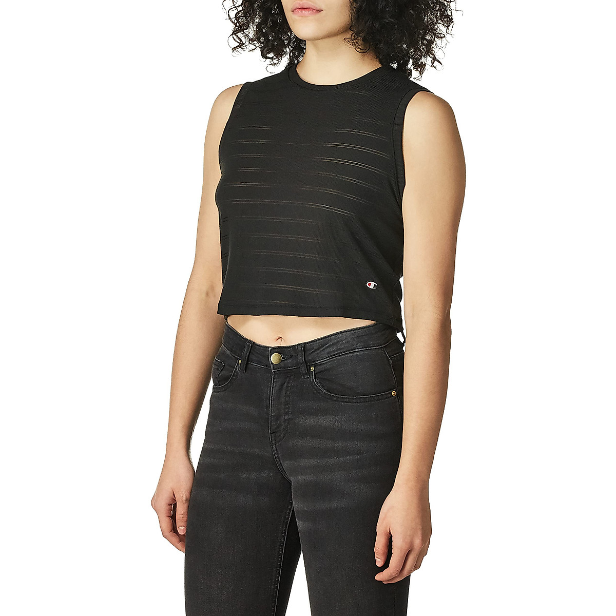 Champion Women's Cropped Muscle Tee, Black, XX-Large