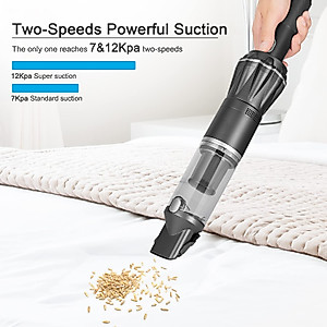 Handheld Vacuum, Cordless Portable Hand Vacuum with 12Kpa Powerful Suction, Lightweight Car Vacuum Cleaner with Upgraded Brushless Motor, Charging Dock, Car Charger