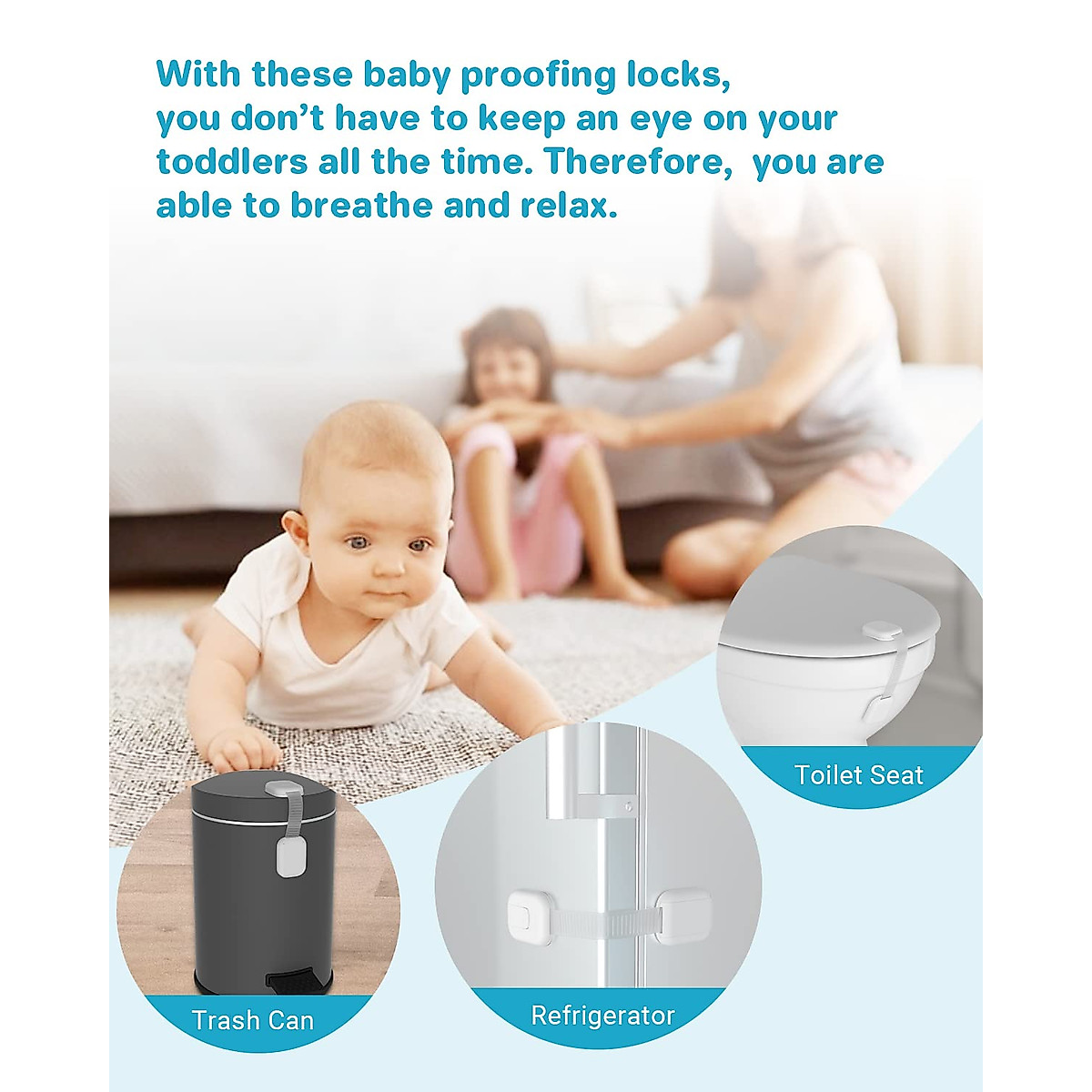 Child Safety Cabinet Locks for Babies, Baby Proofing Child Locks, 10 Pack DUOSI No Screws and Magnets Fridge Refrigerators Door Locks for Kitchen Cabinets and Drawers