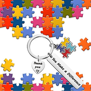 TGBJE Autism Teacher Gift You Make A Difference Keychain Gift for Autism Awareness,SPED Teacher's Gift Inspirational Gift (Autism Teacher Gift)