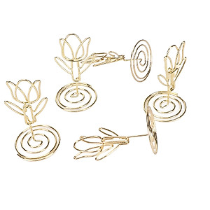 MANMAOHE 25Pcs Gold Table Number Holders Rose Flower Shaped Wire Picture Holder Small Size Table Card Holders Table Number Stands Photo Stand for Centerpieces Wedding Party Birthday