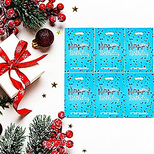 HSPAIDYP 30 Pcs Happy Birthday Party Gift Bags,Happy Birthday Candy Favor Bags,Plastic Gift Candy Gift Bags,Blue Goodies Gift Bags for Kids Baby Showers Birthday Party Decorations (Blue Gift Bags)