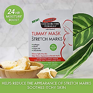 Palmer's Cocoa Butter Formula Tummy Mask, for Stretch Marks and Pregnancy Skincare (Single Use Mask), Unscented
